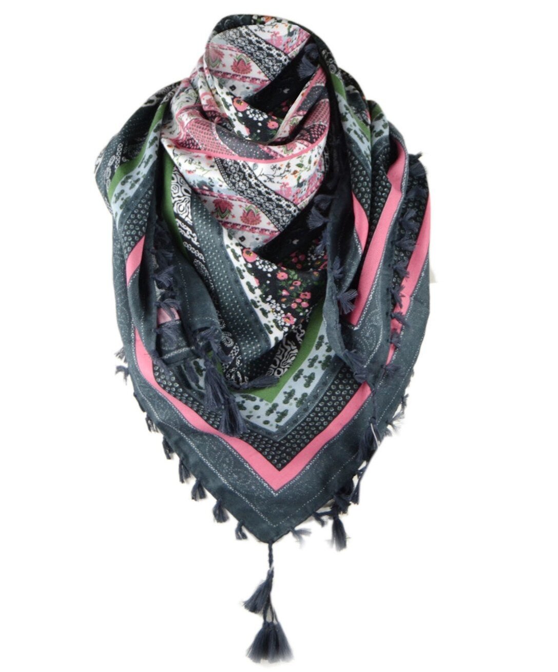 Duża chusta BOHO kwiatowe wzory (5744 / DA-55C) - Agrafka