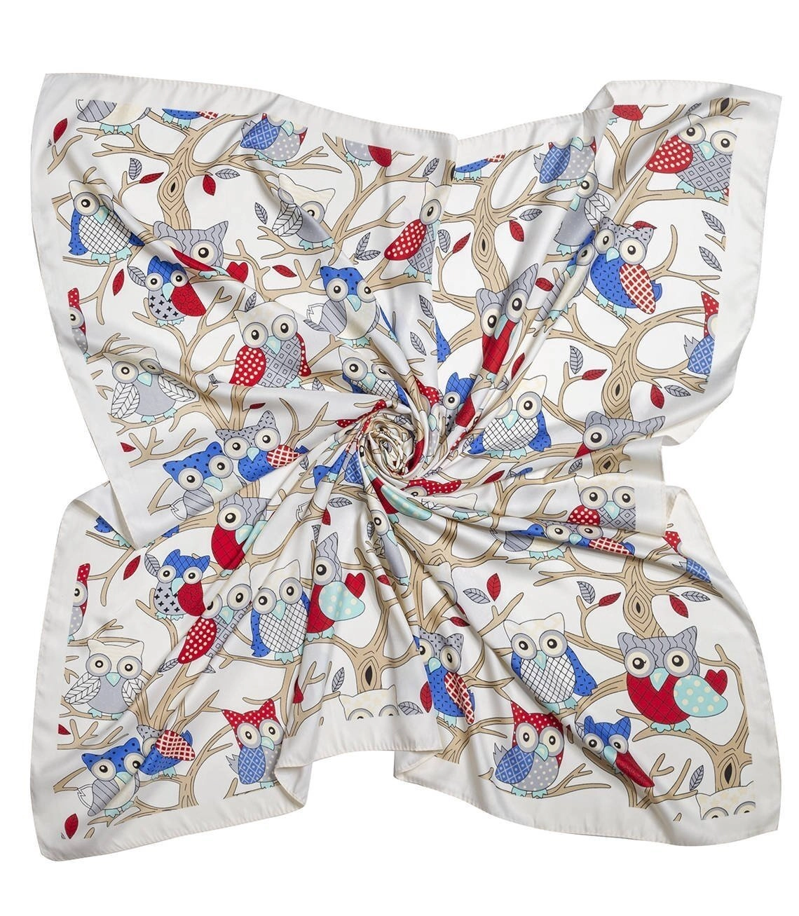 Shawl scarf delicate colorful colorful owls (9621 / MDB-7B) - Agrafka